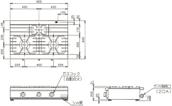 【楽天市場】RGC-096D マルゼン 業務用 ガステーブルコンロ NEWパワークック 送料無料：厨房センター