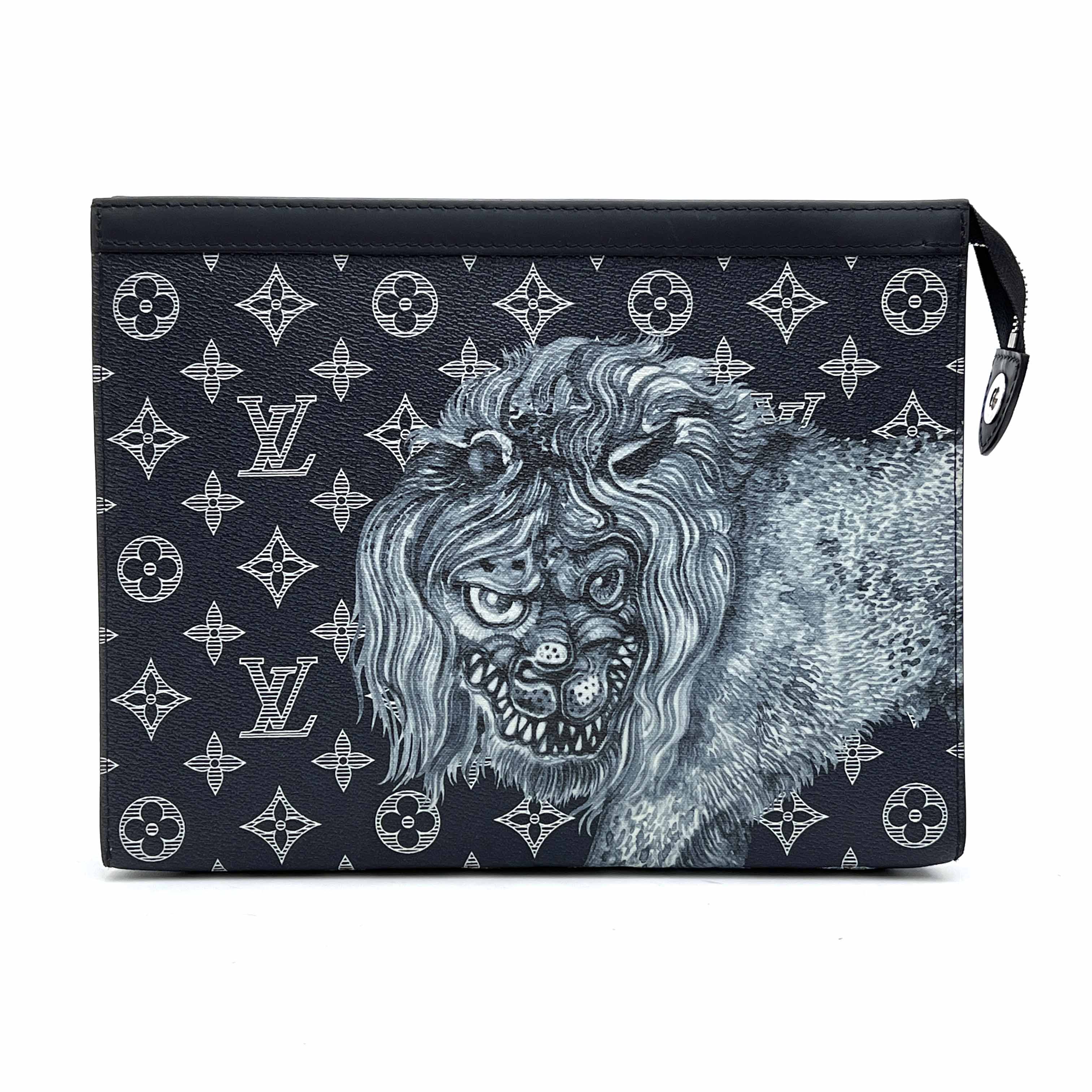 【楽天市場】LOUIS VUITTON ルイヴィトン ポシェットヴォワヤージュ チャップマンブラザーズ ライオン モノグラムサバンナキャンバス クラッチバッグ セカンドバッグ メンズ ネイビー ...