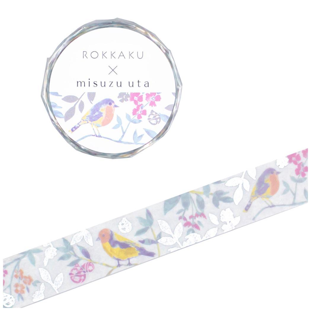 【楽天市場】ROKKAKU x misuzu uta みすゞうた マスキングテープ 15mm マステ 私と小鳥と鈴と フタバ 箔押し 金子みすゞ 手帳デコ デコレーション グッズ メール便可 ...
