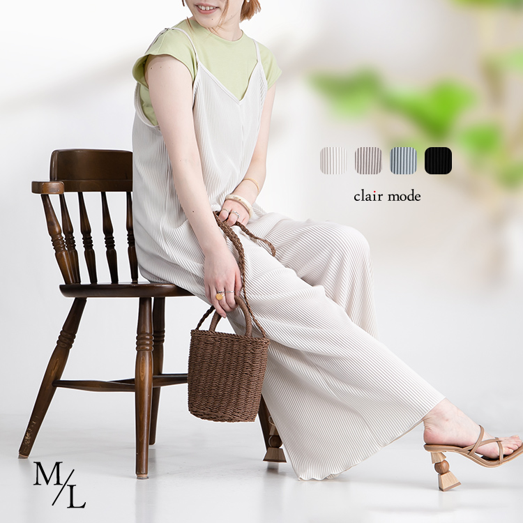 【楽天市場】★最大2,000円OFFクーポン#全品対象★【残り僅かのため大幅値下】 プリーツサロペット M-L 4色 洗える レディースファッション サロペット オールインワン ボトムス ...