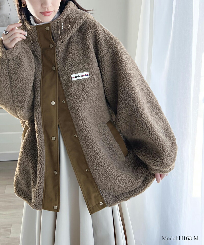 \12/15まで まとめ買い がお得!! 3点以上で10％OFF／ 《javaジャバコラボ》 アウター ブルゾン レディース スタンド フード ボアアウター ユニセックス メンズ フード 軽量 ...