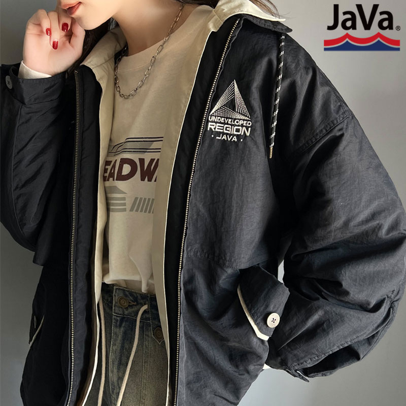 【楽天市場】\今まとめ買いがお得!! 3点以上で10％OFF／ 《Javaジャバコラボ》 アウター ブルゾン レディース アウター 胸刺繍 襟 ...