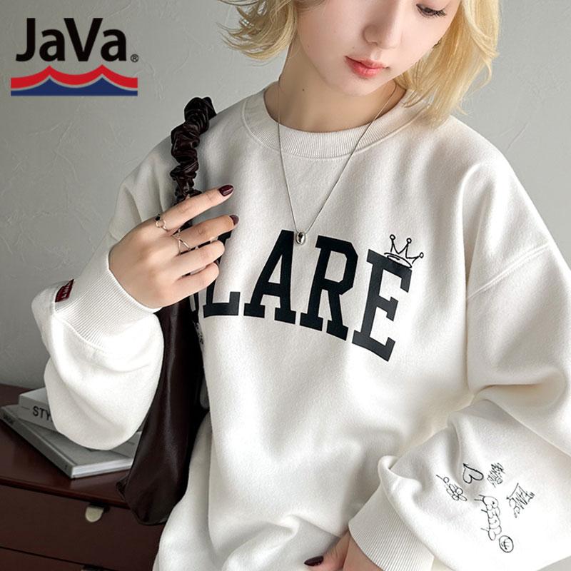【楽天市場】\11/3までまとめ買い3点以上で10％OFF／ 《javaジャバコラボ》 トップス スウェット レディース カレッジロゴ 手書き風ロゴ 刺繍 リメイク風スウェット ユニセックス ...