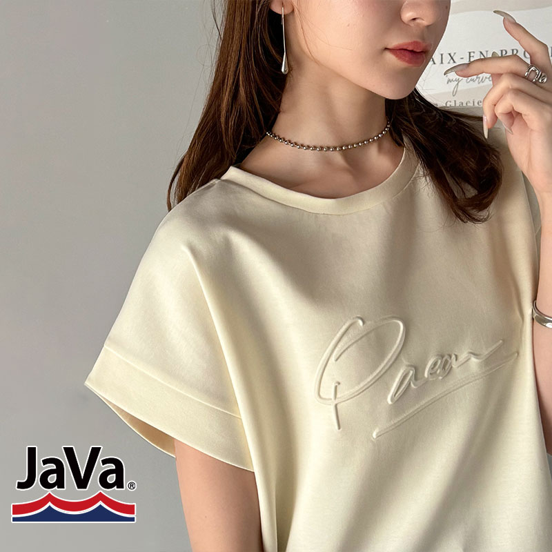 【楽天市場】\本日限定★6/30 23:59まで／ 300円OFF クーポン配布中 《javaジャバコラボ》tシャツ レディース 半袖 フロント PAEAN エンボス 加工 半袖 Tee ロゴ ...