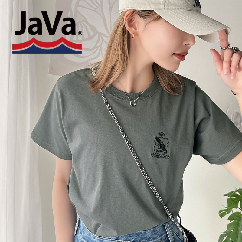 【楽天市場】\5/16 12:00～★60h限定／4000円以上で使える10%OFFクーポン 《java ジャバコラボ》 送料無料 トップス Tシャツ レディース シルケット風 エンブレム ...