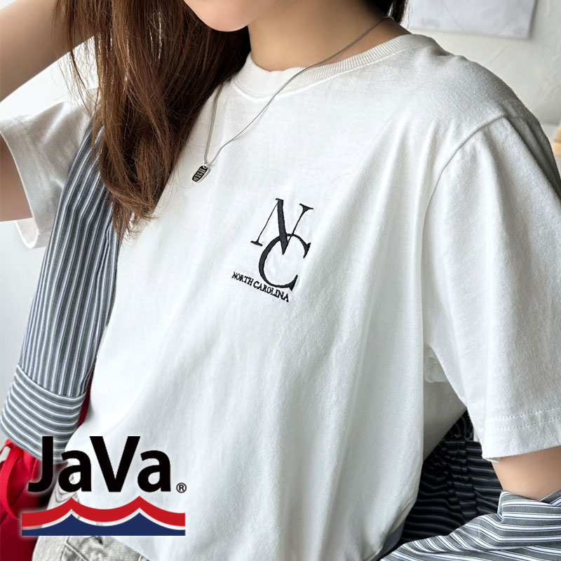 【楽天市場】《java ジャバコラボ》 tシャツ レディース 半袖 ピグメント加工 胸刺繍 Tシャツ 半袖 ミドル丈 ワンポイント クルーネック オーバーサイズ大きいサイズ 春 夏 ...