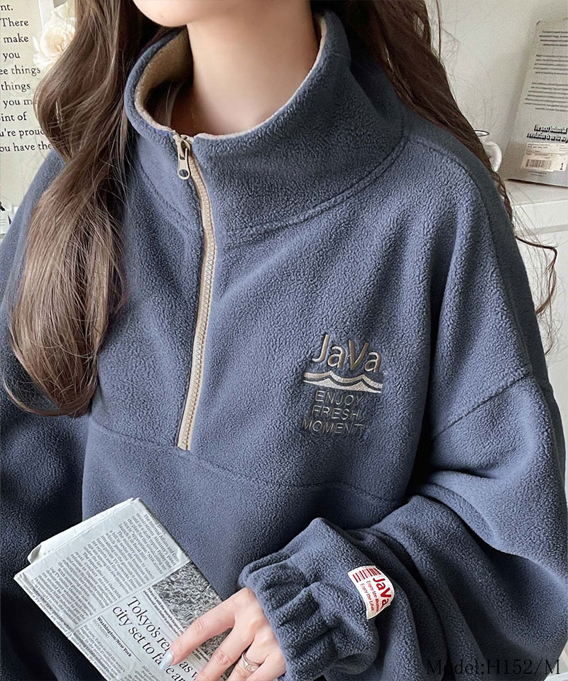 【スーパーセール 】\先着順／72H限定 1000円OFF クーポン 《java ジャバコラボ》 スウェット レディース トップス ふんわり 暖か 軽快 レトロ スポーティ アノラックフリース ...