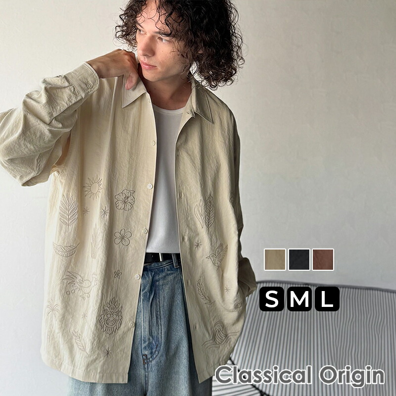 【楽天市場】【 本日限定 早い者勝ち 全品対象 500円OFF クーポン 】 【Classical Origin】トップス シャツ メンズ オリジン 刺繍 キャンプカラーシャツ 2WAY ...