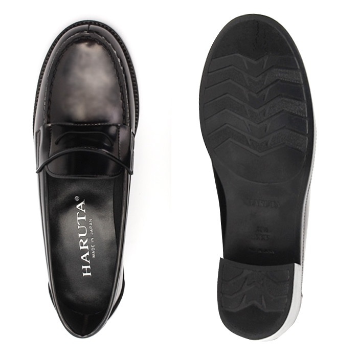 【楽天市場】HARUTAローファー4603/幅広3E ヒールアップ【黒・茶】ハルタ レディース 女子 女の子 女子高生 学生 通学 通勤 合皮 日本製 国産 ブラック ジャマイカ ワイド ...