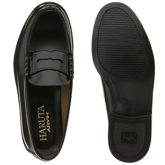 【楽天市場】HARUTAメンズローファー 6550/幅広3E【黒】ハルタ メンズ 男の子 男子 学生 通学 通勤 合皮 日本製 国産 ブラック ...