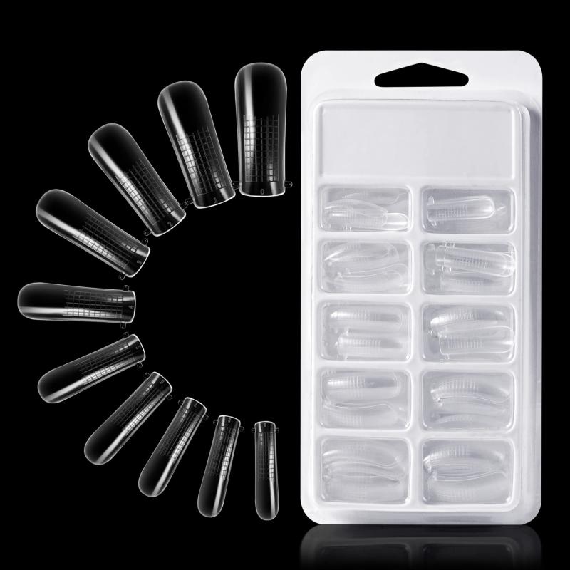 【楽天市場】Annhua フォームチップ ネイルフォーム 10サイズ 100枚入り ポリジェル専用 ネイルチップ デュアルフォーム チップフォーム チップ型モールド 長さだし ネイル延長 透明 ...