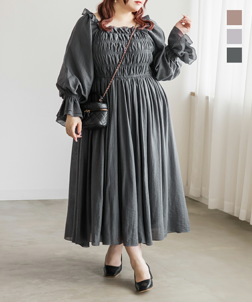 【楽天市場】大きいサイズ レディース CLETTEオリジナル2WAYシャーリングフリルワンピース 【LLサイズ・3Lサイズ・4Lサイズ】【大きいサイズ・レディース】13号・15号・17号・19 ...