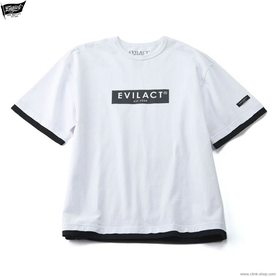 【楽天市場】EVILACT イーブルアクト 半袖Tシャツ メンズ オールシーズン 綿100％ ホワイト M-XL EVILACT LAYERD ...