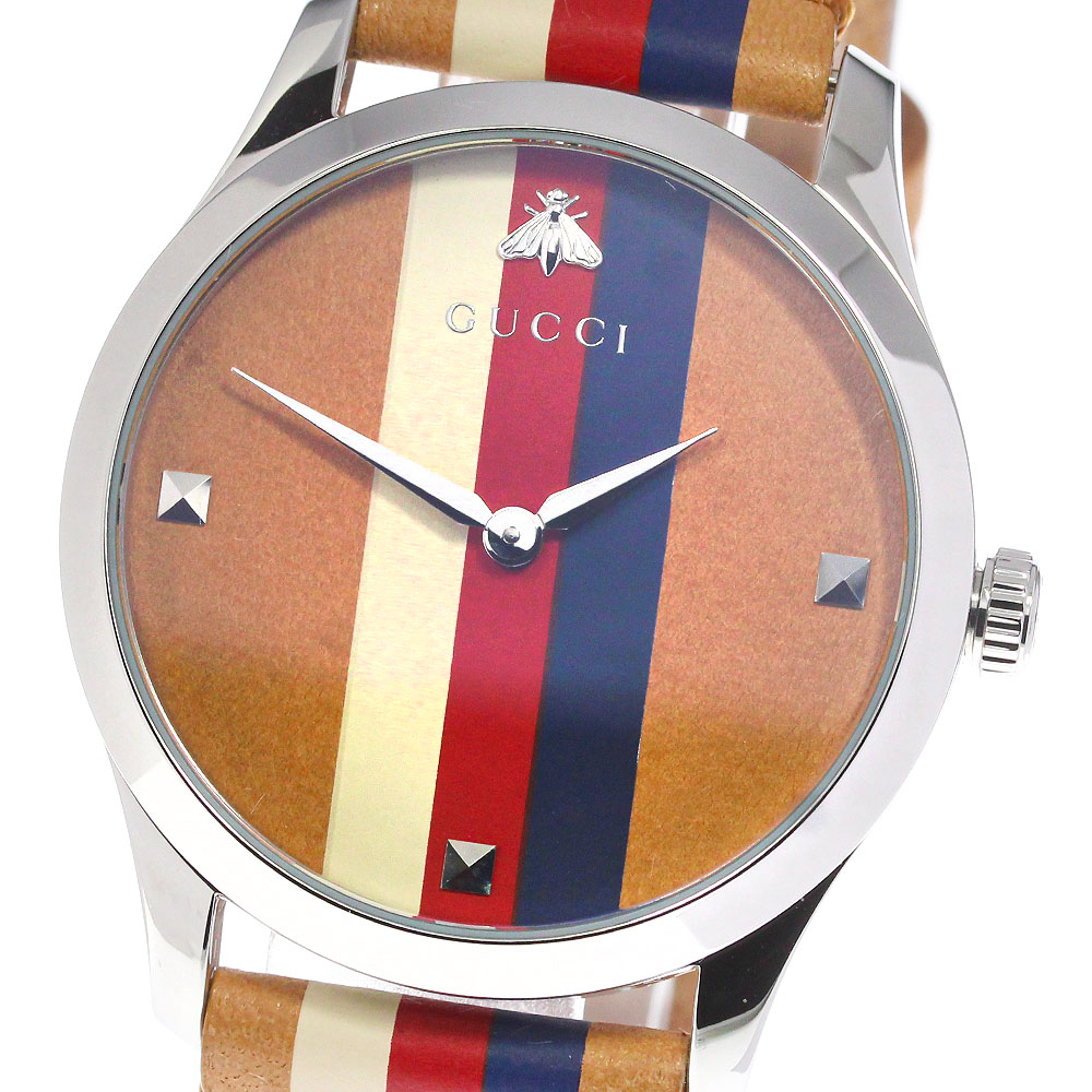 【楽天市場】ベルト訳あり グッチ GUCCI 126.4/YA1264078 Gタイムレス ストライプ マルチカラー クォーツ メンズ 箱 ...