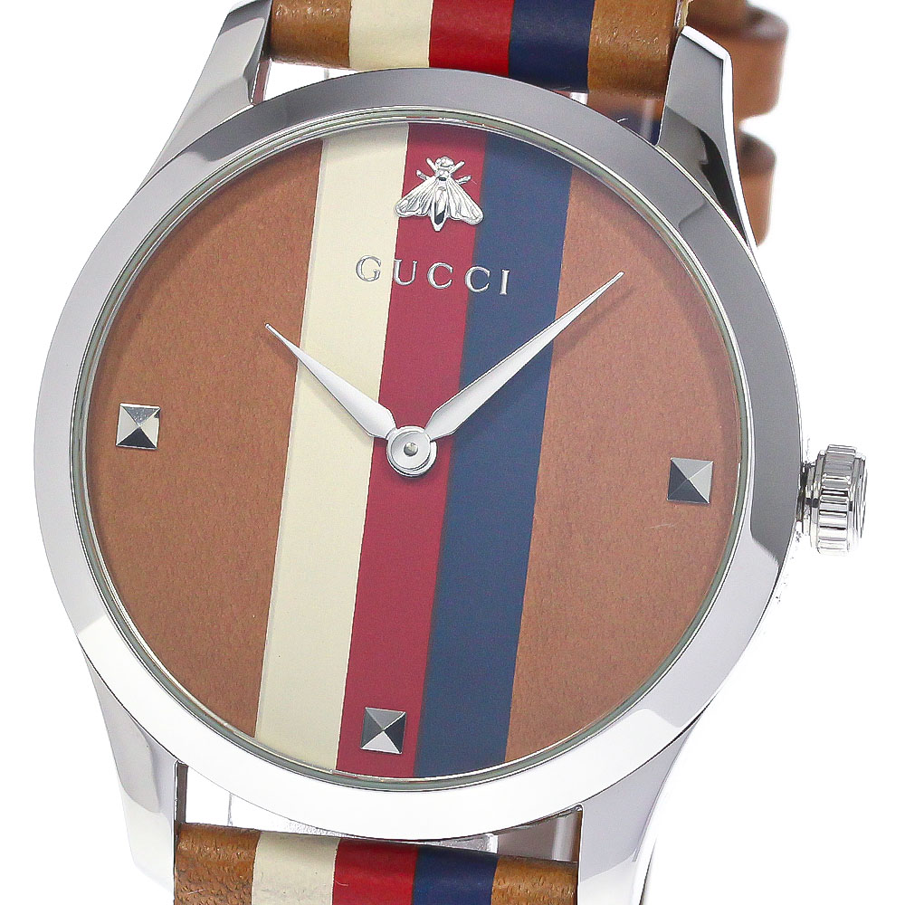 【楽天市場】グッチ GUCCI YA1264078/126.4 Gタイムレス ウェブ ストライプ クォーツ メンズ 美品 箱・保証書付き ...