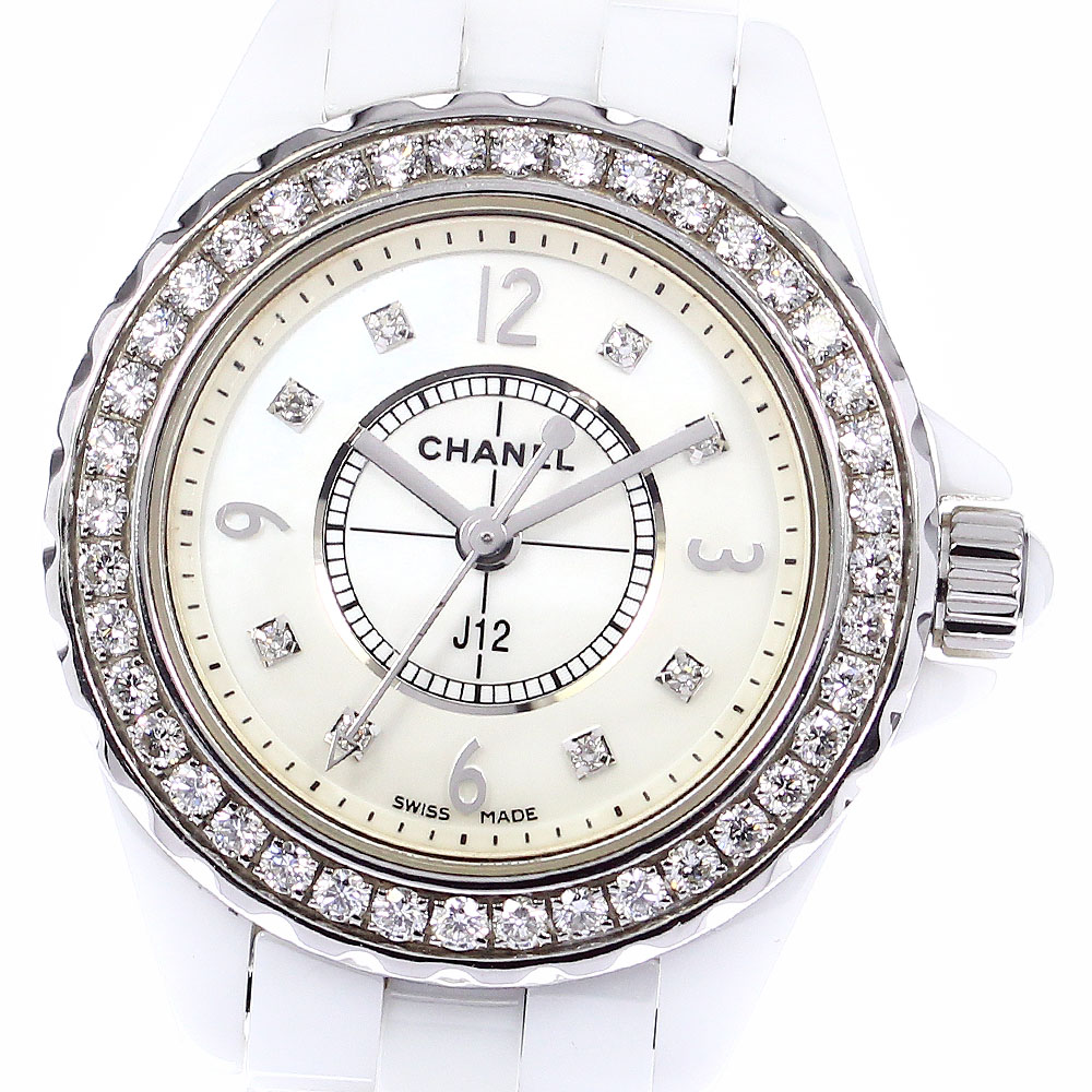 【楽天市場】ベルト訳あり シャネル CHANEL H2572 J12 白セラミック ダイヤベゼル 8P クォーツ レディース _796079 ...