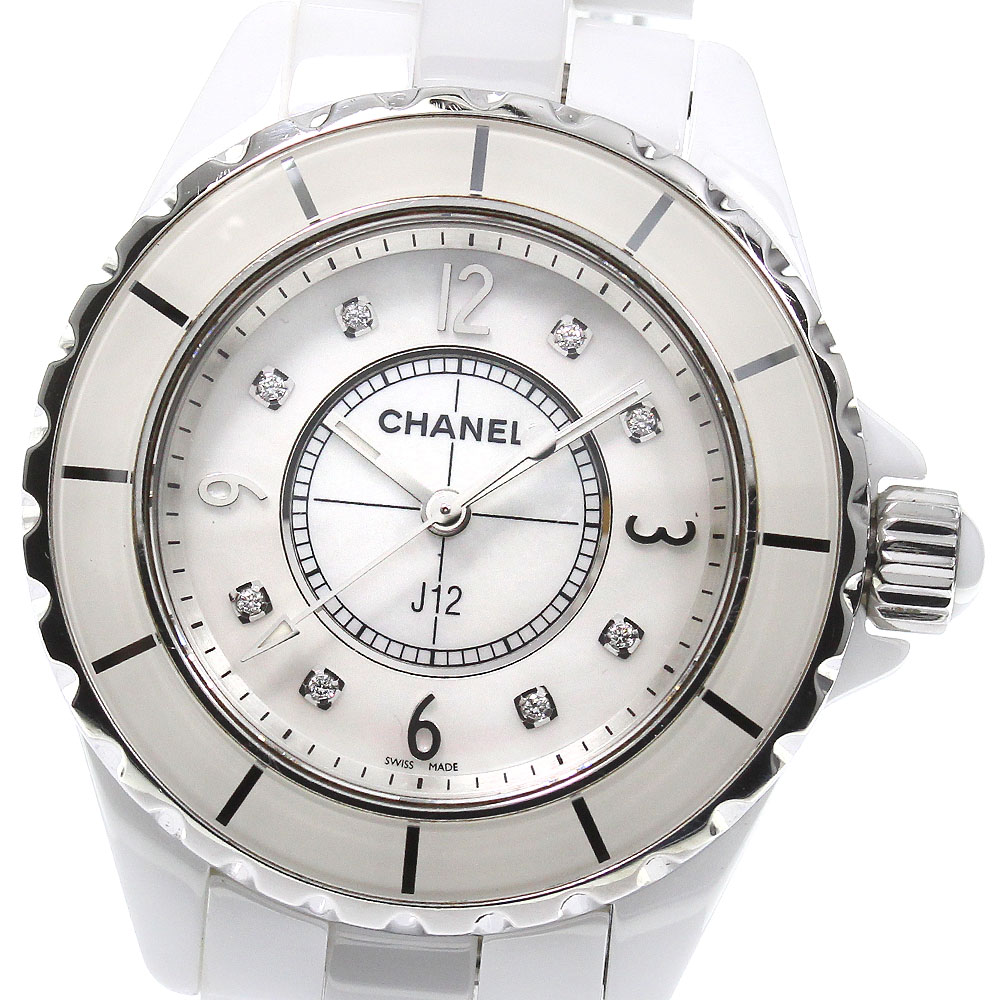 【楽天市場】シャネル CHANEL H2422 J12 33mm 白セラミック 8Pダイヤ クォーツ レディース 良品 箱・保証書付き ...