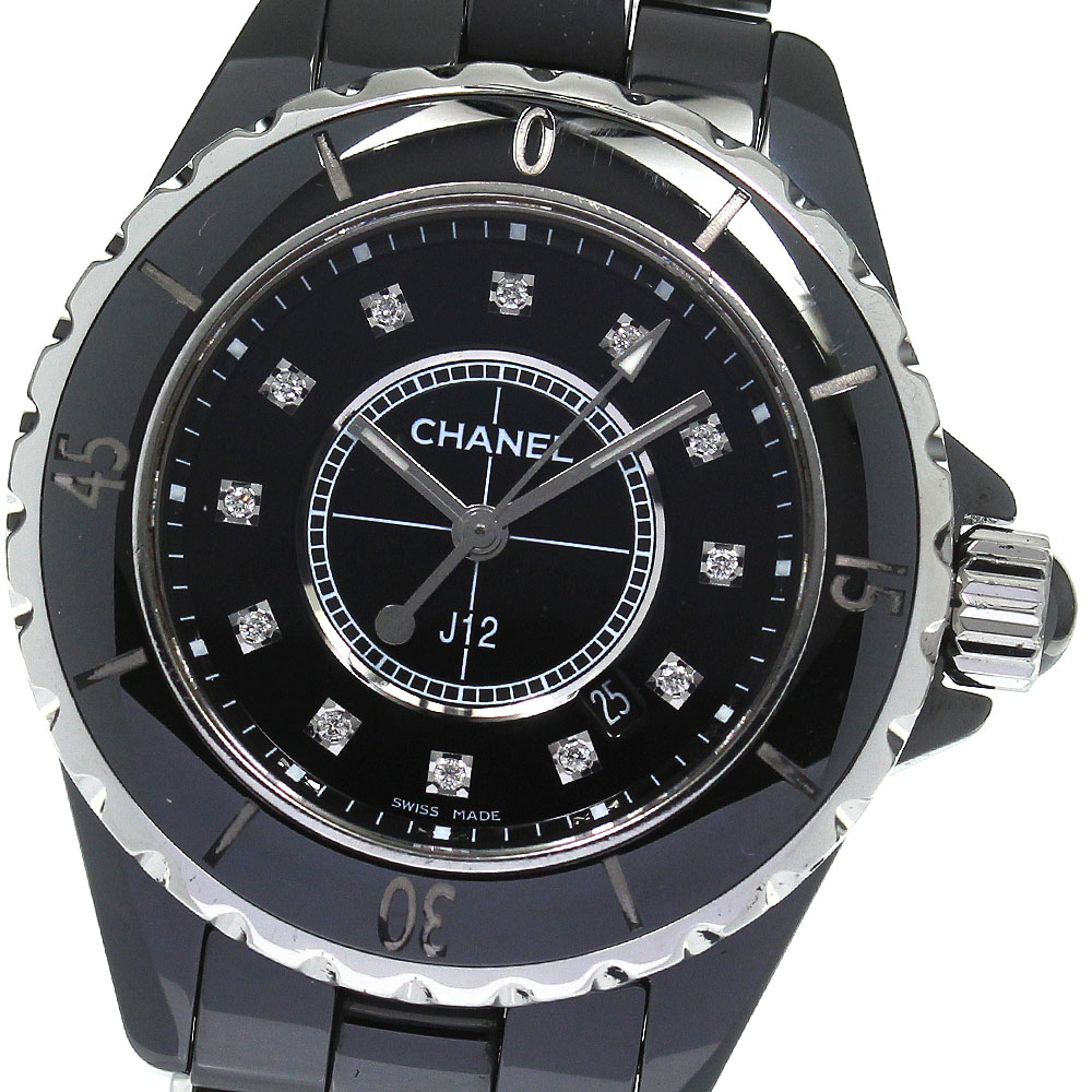 【楽天市場】シャネル CHANEL H1625 J12 黒セラミック デイト 12Pダイヤ クォーツ レディース 保証書付き_800500 ...