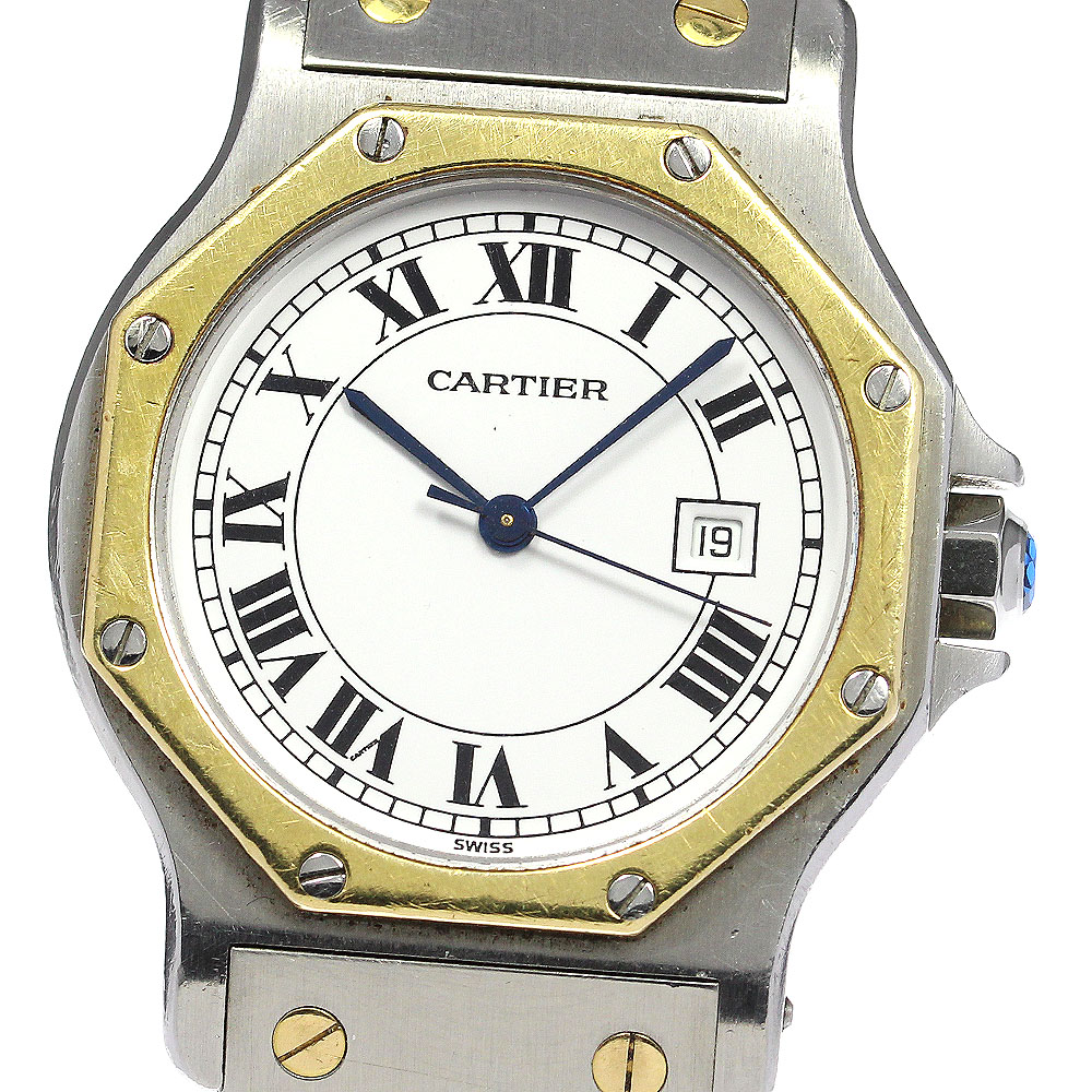 【楽天市場】訳あり ベルトジャンク カルティエ CARTIER 81037288 サントスオクタゴンLM YGベゼル 自動巻き ボーイズ ...