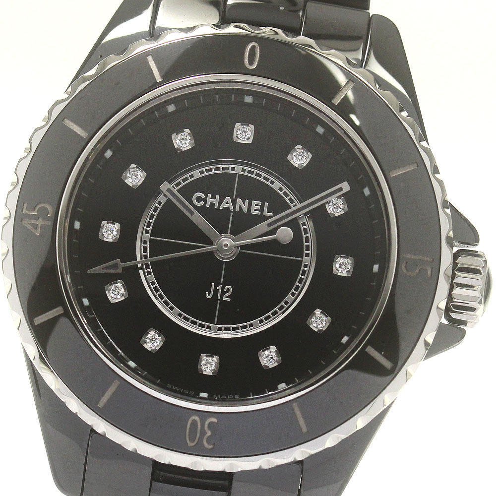 【楽天市場】シャネル CHANEL H5701 J12 黒セラミック 33MM 12Pダイヤ クォーツ レディース 美品 保証書付き_848922【中古】：CLOSER