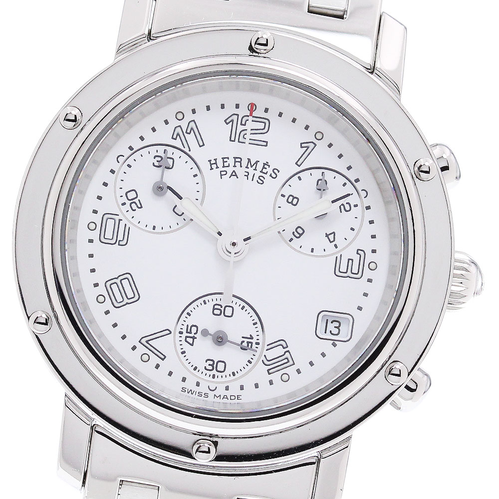 【楽天市場】エルメス HERMES CL1.310 クリッパークロノ デイト クロノグラフ クォーツ レディース 保証書付き_796342 ...