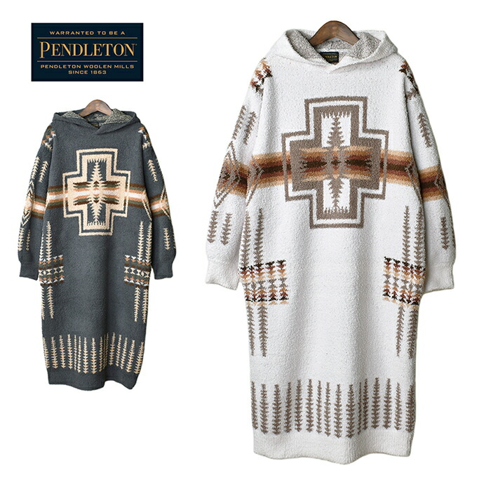 【楽天市場】PENDLETON ペンドルトン レディース フーディーワンピース / ルームウェア 部屋着 リラックスウェア ネイティブ柄 フード付きワンピース もこもこ ふわふわ フード ...