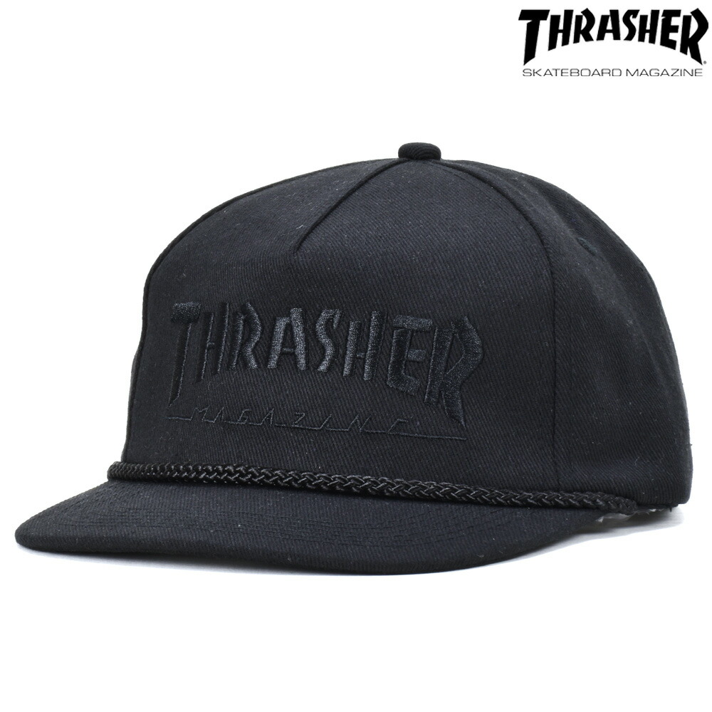 【楽天市場】スラッシャー THRASHER ROPE SNAPBACK CAP BLACK キャップ 5パネルキャップ スナップバックキャップ ...