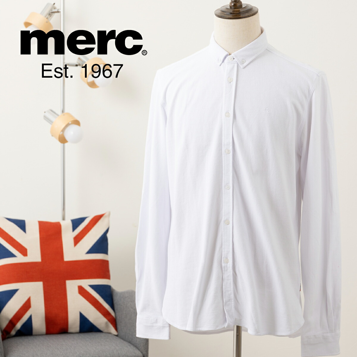 【楽天市場】メルクロンドン ピケ素材 長袖シャツ Merc London ボタンダウン ホワイト ティップライン トリコロール モッズ ...