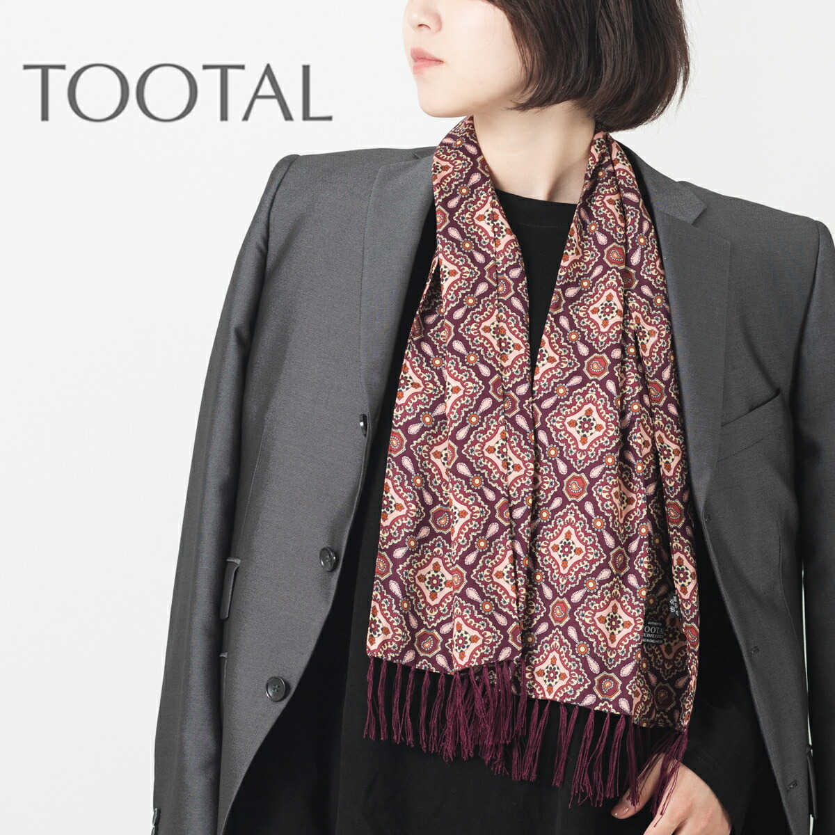 【楽天市場】SALE セール Tootal Vintage ユニセックス レーヨン スカーフ ワイン パープル モロッコタイル トゥータル ...