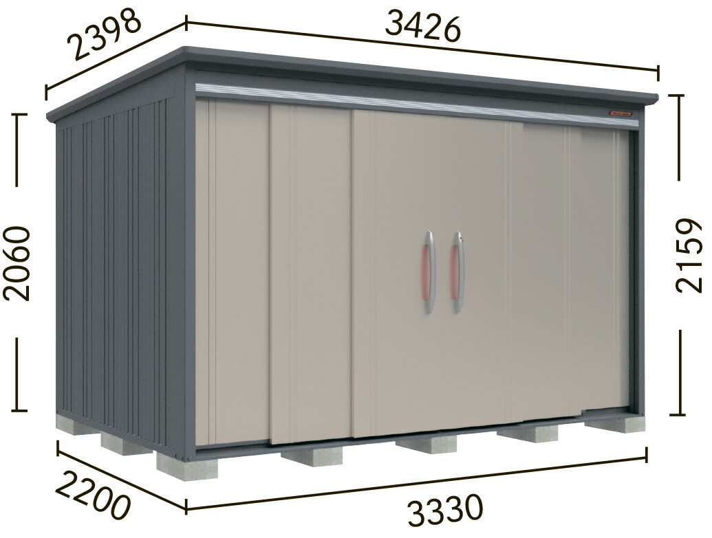 【楽天市場】【10倍ポイント実施中】BELOS B-3322 背面棚 一般型/標準屋根 収納 物置 屋外 【間口3330mm 奥行2200mm 高さ2159mm】【配送のみ】：くらしの収納館