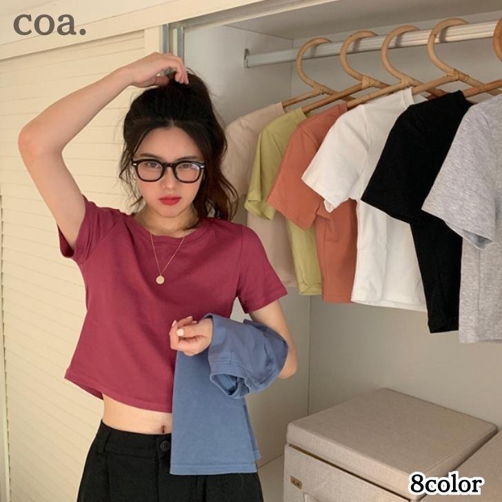 【楽天市場】【クーポン利用で2点目半額対象】トップス シャツ Tシャツ へそ出し ショート丈 半袖 ミニ丈 レディース 大人 無地 シンプル ...