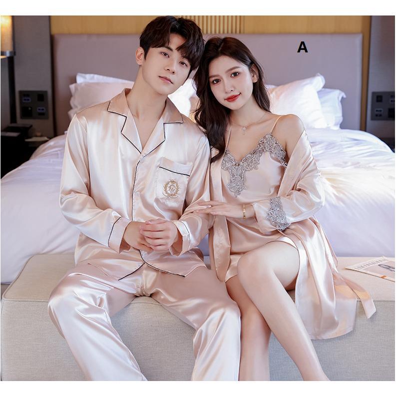 【楽天市場】バスローブ ガウン ルームウェア レディース メンズ シルクパジャマ 春夏秋 ペアパジャマ 長袖 寝巻き カップル 花柄 屋着 単品売り：coco-ailes