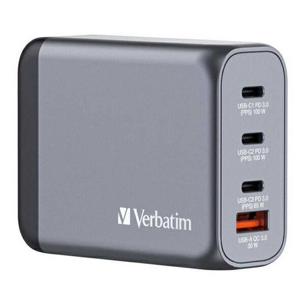 【楽天市場】Verbatim PD充電器 GNC-100（32202）4ポートAC・充電器（モバイル）100WPD急速充電対応 GaN ...