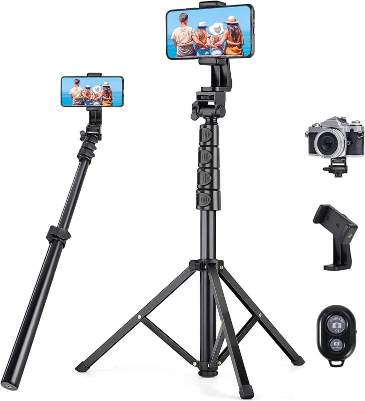 【楽天市場】スマホ 三脚 最大高172cm,2 in 1 自撮り棒三脚 450g軽量 アルミニウム合金4段階伸縮 360角度調節 電話ホルダー ...