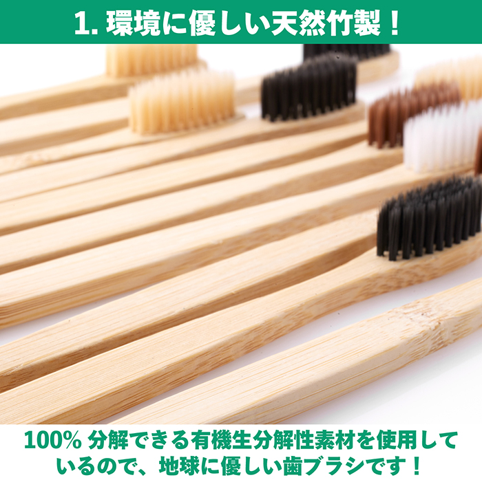 楽天ランキング1位 超高評価★452！累計販売数4000本突破！【 1000円ポッキリ 送料無料 】竹製 歯ブラシ 10本セット 竹 ハ