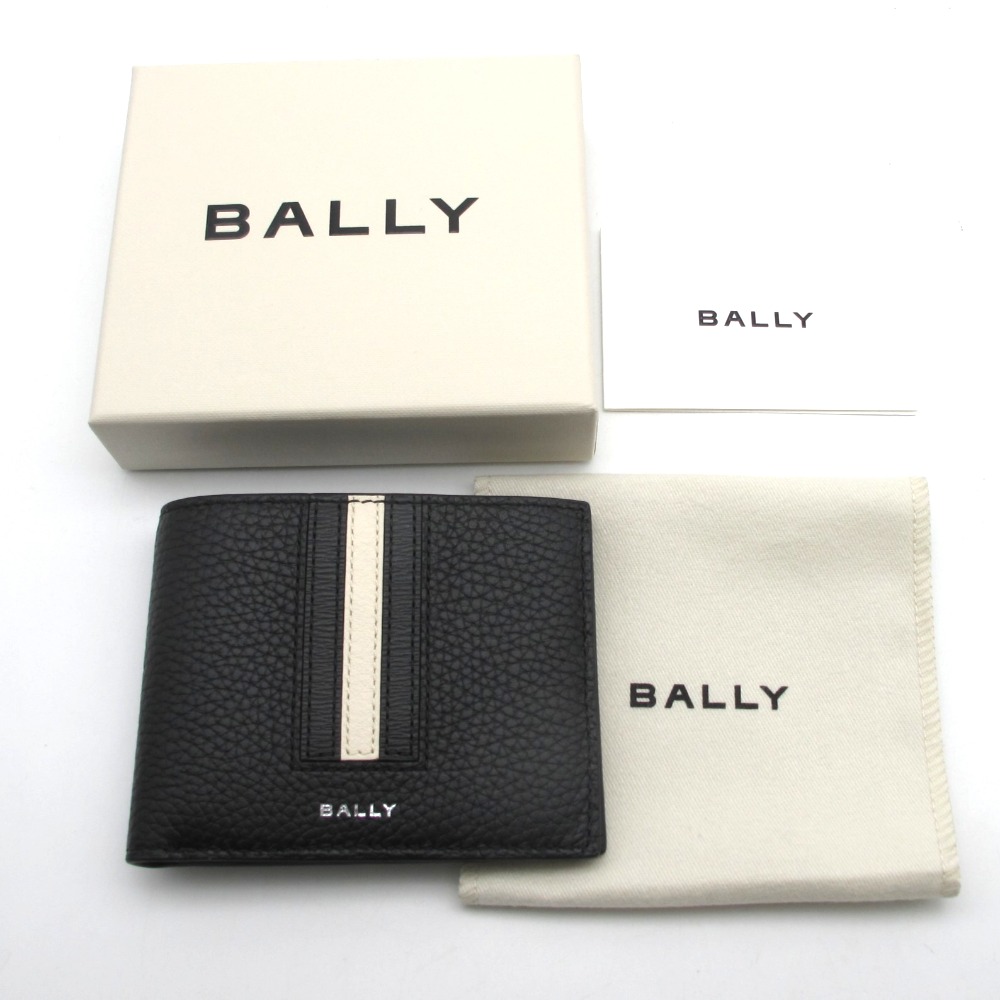 【楽天市場】BALLY (バリー) 二つ折り財布 Bally Ribbon レザー ブラック 小銭入れ無し 正面ロゴ メンズ 未使用品【中古】：ココロード 楽天市場店