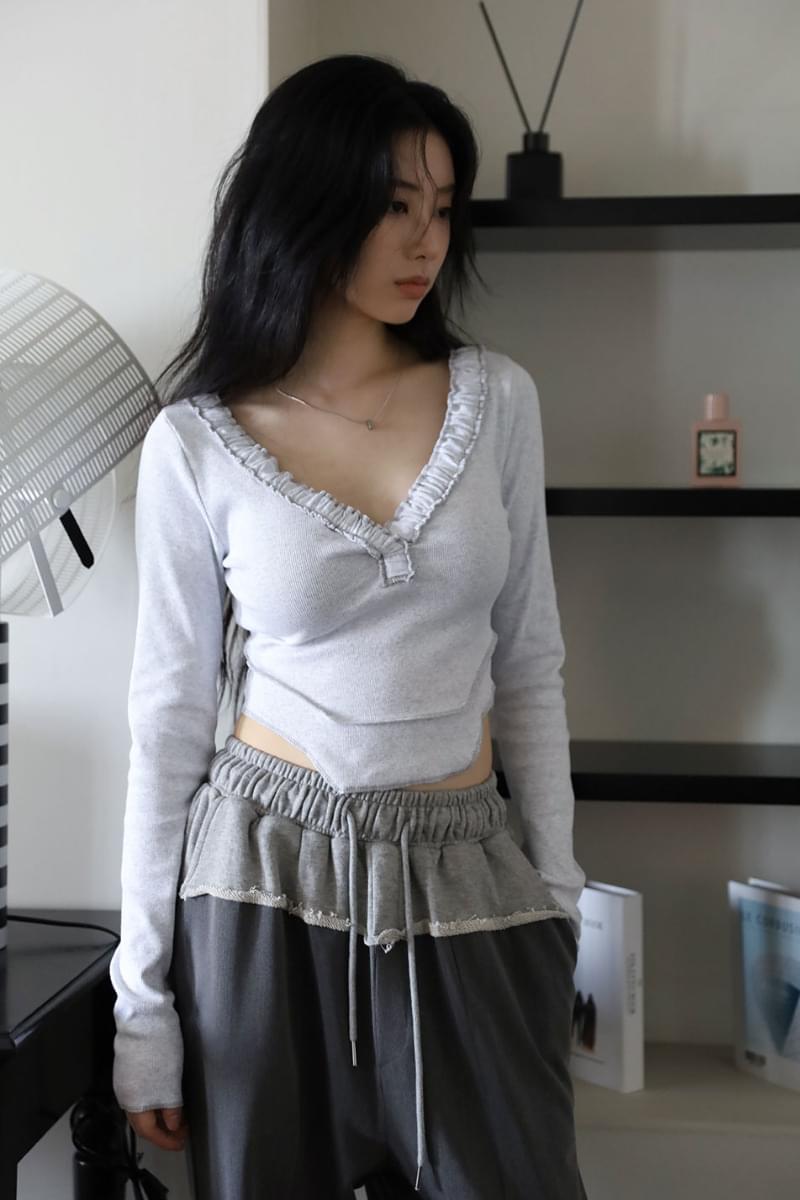 【楽天市場】ピアフリルVネックTシャツ 長袖 Tシャツ Tシャツ レディース｜韓国 COLOR iN ID｜コーディブック：CODIBOOK