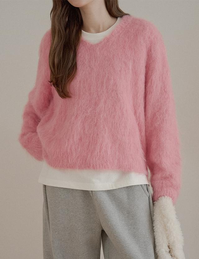 【楽天市場】綿菓子Vネックブラシニット79103 ニット セーター レディース｜韓国 09WOMEN｜コーディブック：CODIBOOK