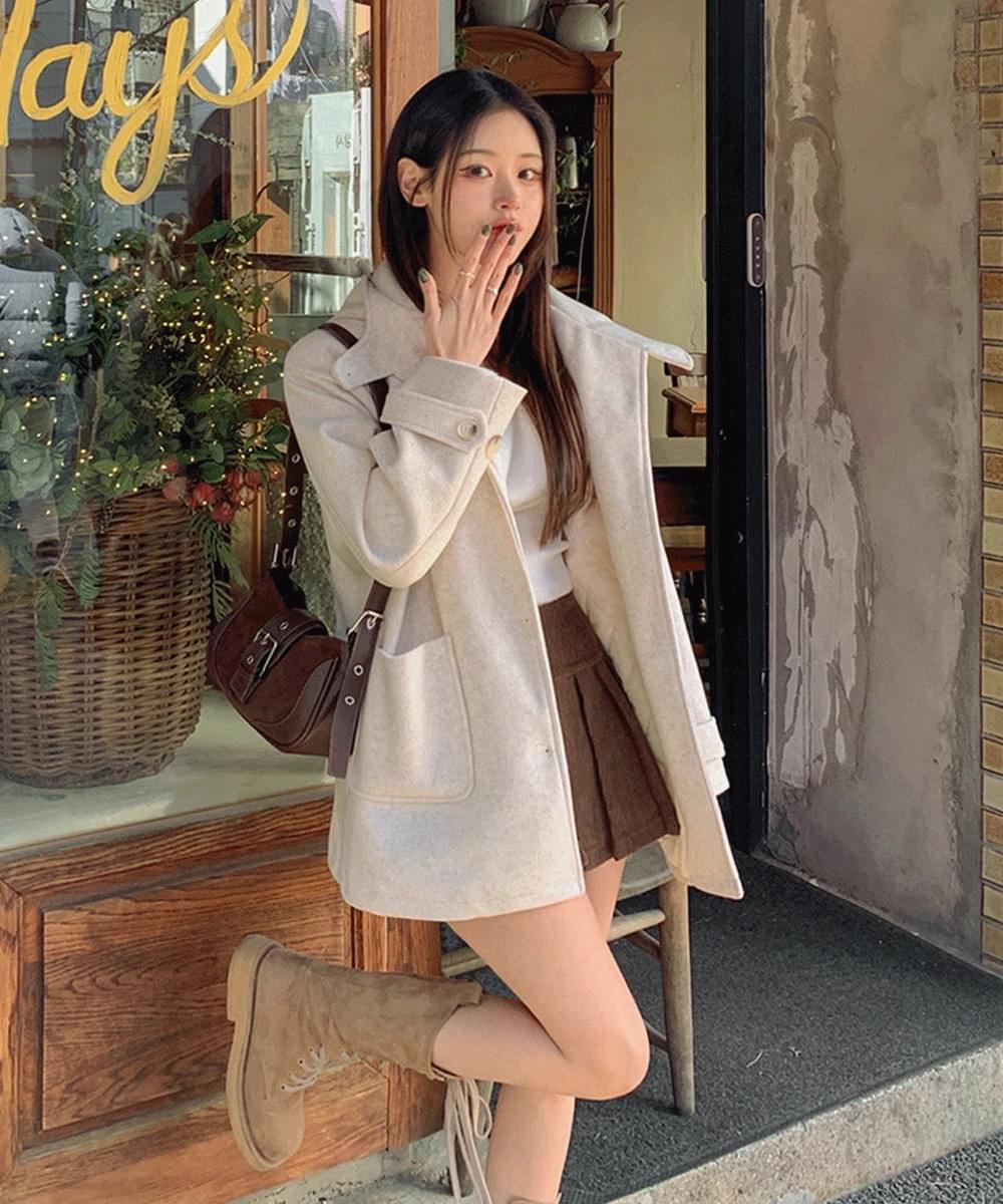 【楽天市場】フードハイネックコートハーフポケットボタンルーズフィットシングルウィンターアウターデイリールックデートルック年末ルッククリスマス2COL コート テーラードジャケット レディース ...