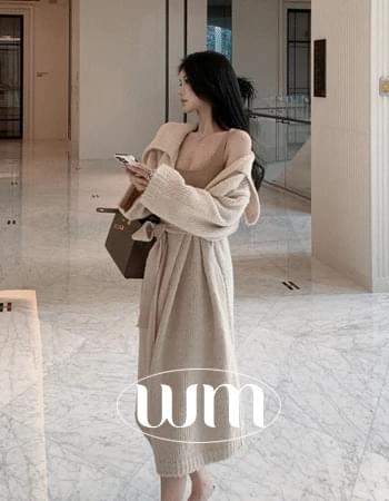 【楽天市場】ティンカーカラロングベルトカーディガン カーディガン / ベスト ニットワンピース レディース｜韓国 whitemood｜コーディブック：CODIBOOK