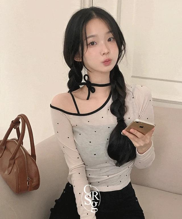 【楽天市場】クラウドドットワンショルダー長袖Tシャツ 長袖 Tシャツ Tシャツ レディース｜韓国 creamsugar｜コーディブック：CODIBOOK