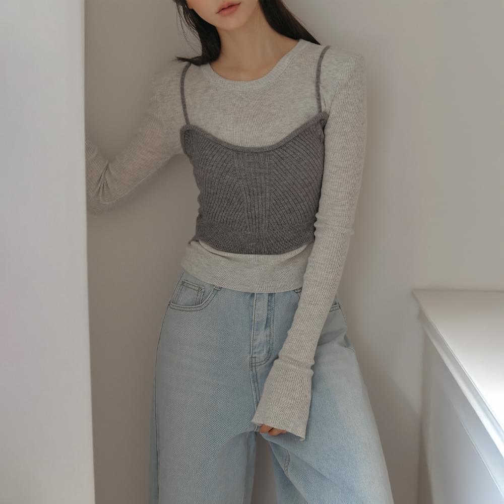 【楽天市場】クレムソン・ビスティにレイヤードニット ニット Tシャツ レディース｜韓国 common unique｜コーディブック：CODIBOOK