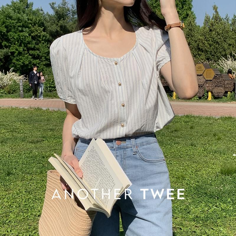 【楽天市場】ポレイストライプボタンブラウス 半袖 Tシャツ レディース｜韓国 MORENNE｜コーディブック：CODIBOOK