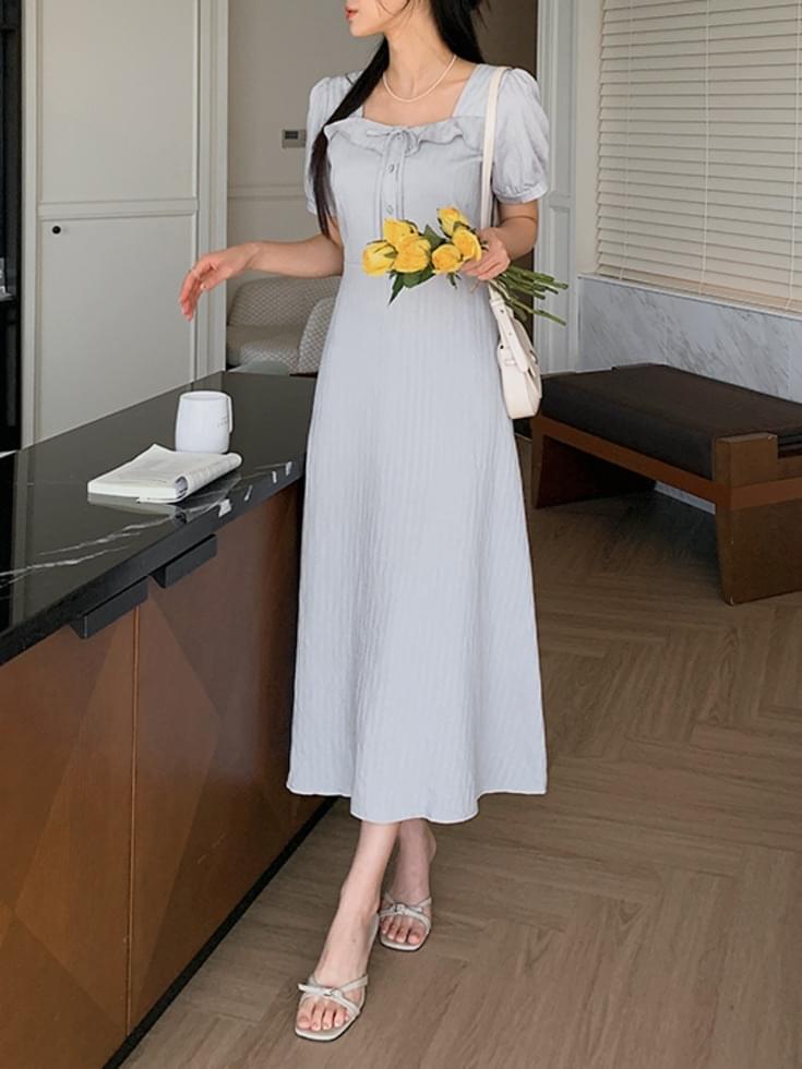 【楽天市場】スクエアネックリボンフリルロングドレスワンピース マキシワンピース パジャマドレス レディース｜韓国 RIRINCO｜コーディ ...