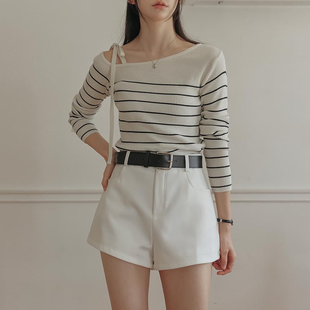 【楽天市場】スメンティストライプゴルジストラップワンショルダーニット ニット Tシャツ レディース｜韓国 common unique｜コーディブック：CODIBOOK