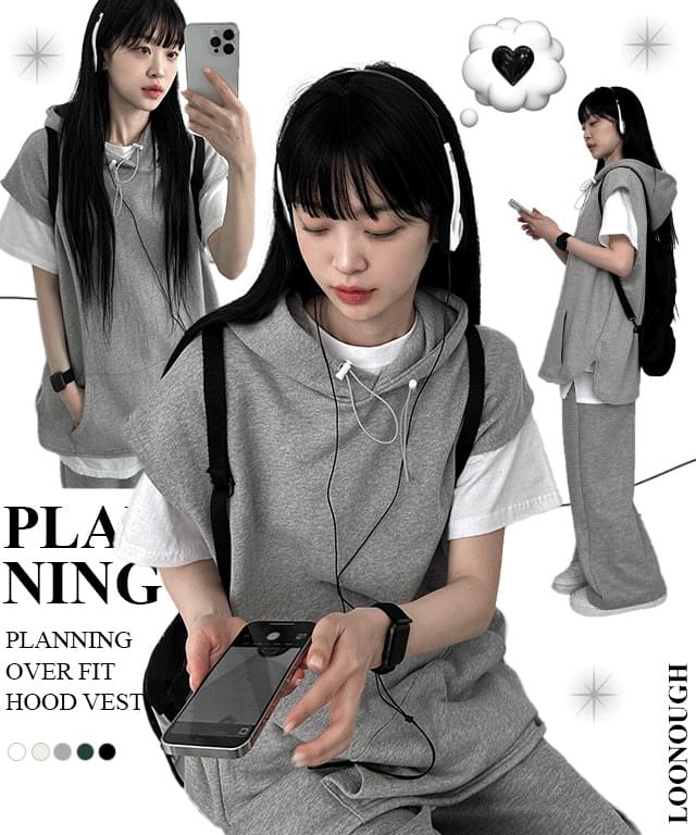 【楽天市場】プレーニングオーバーフィットフードベスト カーディガン / ベスト Tシャツ レディース｜韓国 Loonough｜コーディブック：CODIBOOK