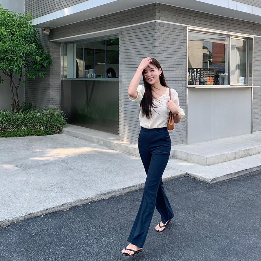 【楽天市場】リンクルシグネチャーブーツカットスラックス パンツ レディース｜韓国 WONLOG｜コーディブック：CODIBOOK