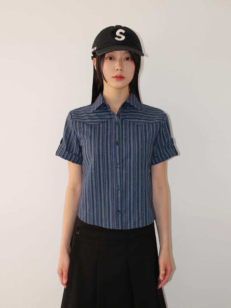 【楽天市場】ROLL-UP STRIPE HALF SH シャツ レディース｜韓国 AAKE｜コーディブック：CODIBOOK