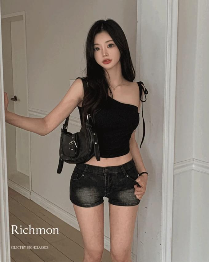 【楽天市場】リッチモン ワンショルダーストラップシャーリング内蔵パッド伸縮スパンスリムフィット体型補正スリーブレスTシャツ ノースリーブ Tシャツ レディース｜韓国 highclassic ...