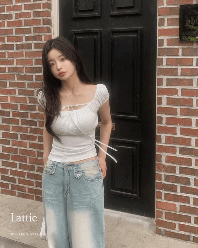 【楽天市場】ラティUネックオフショルダーストラップリボンパフスリーブスリムフィット伸縮スパン半袖Tシャツ 半袖 Tシャツ レディース｜韓国 highclassic｜コーディブック：CODIBOOK